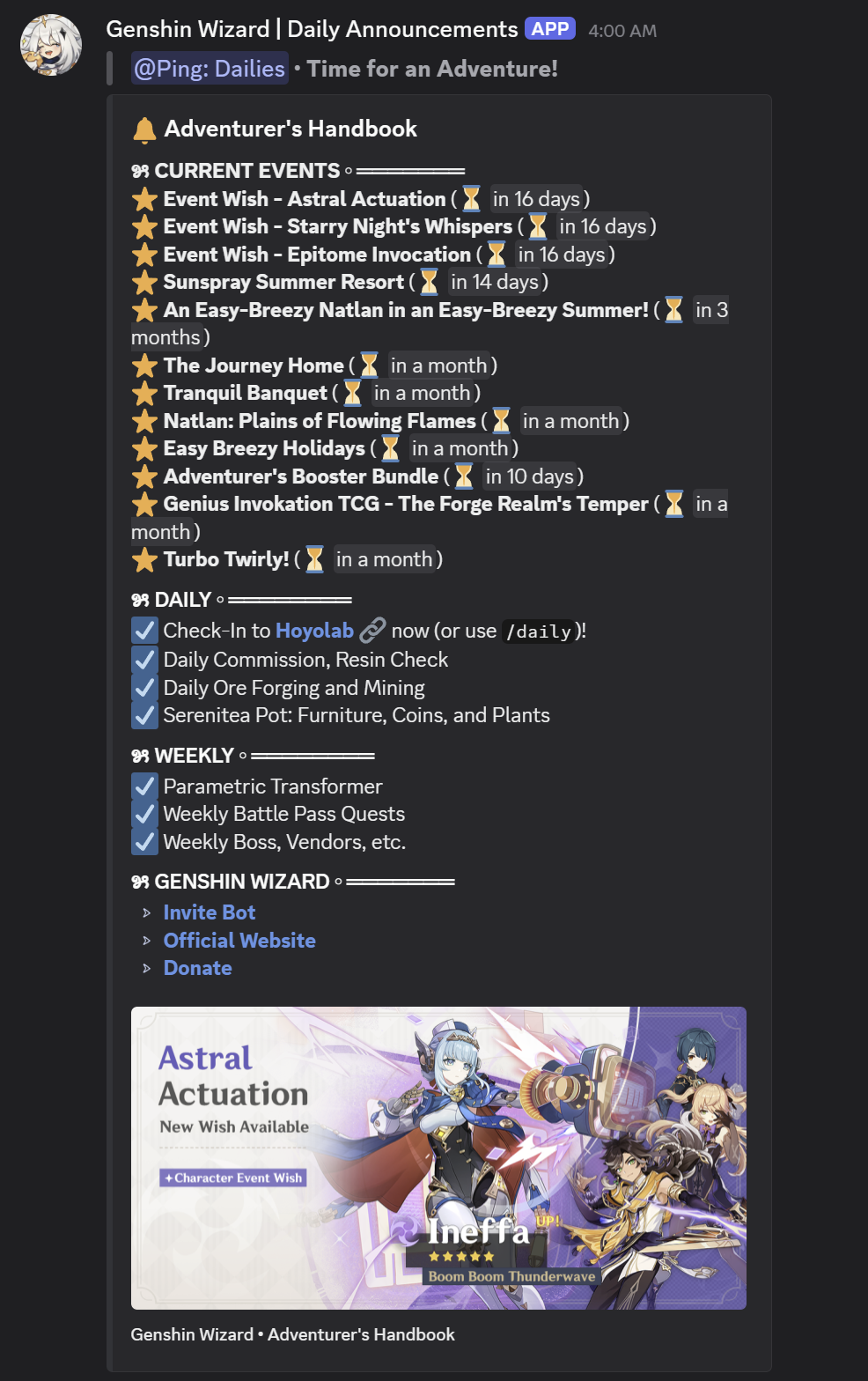 Server Panel | Genshin Wizard