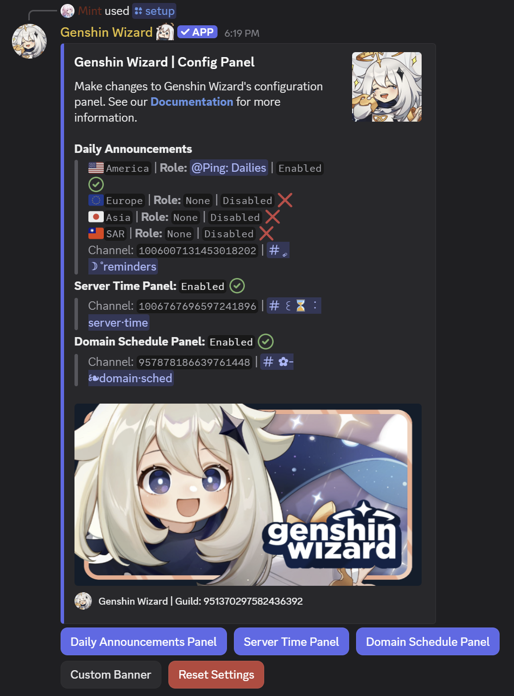 Server Panel | Genshin Wizard